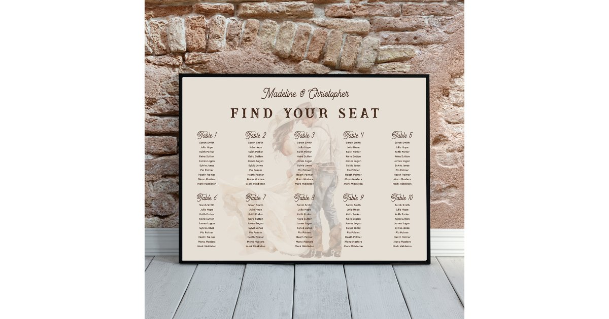 Western Ranch Wedding Seating Chart | Zazzle
