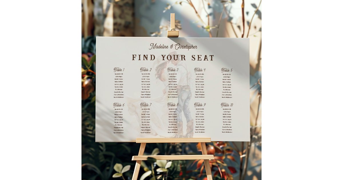 Western Ranch Wedding Seating Chart Foam Board | Zazzle