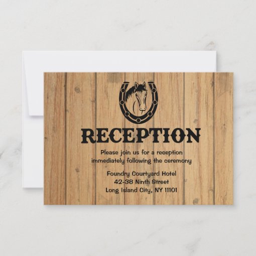 Western Reception Horse Wood Rustic Wedding Invitation | Zazzle