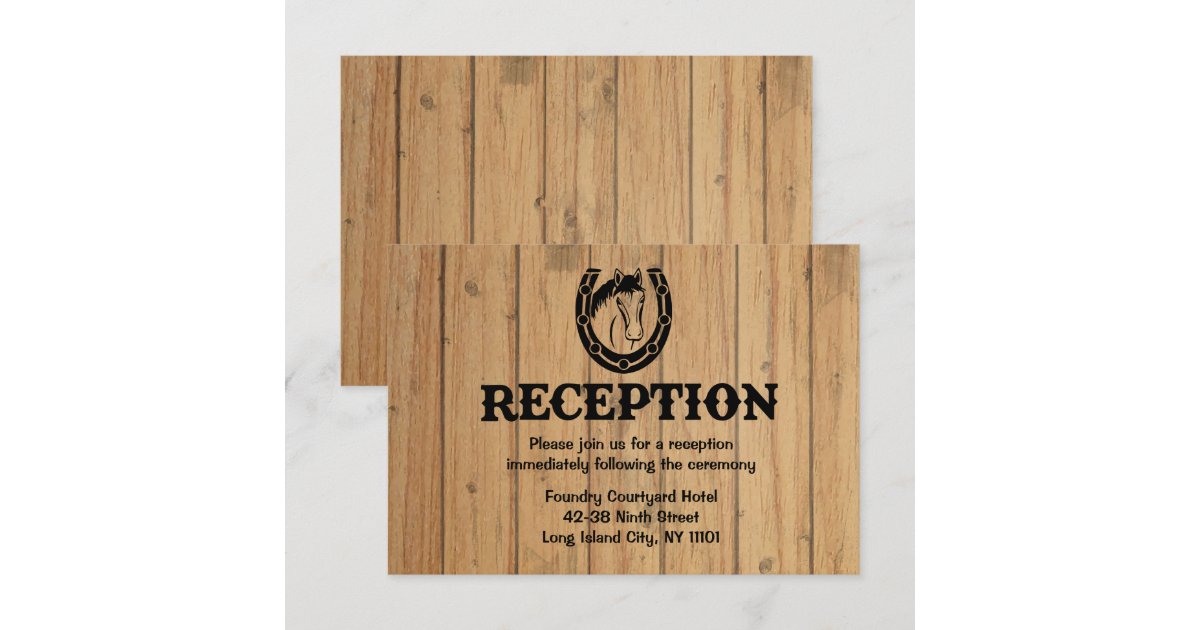 Western Reception Horse Wood Rustic Wedding Invitation | Zazzle