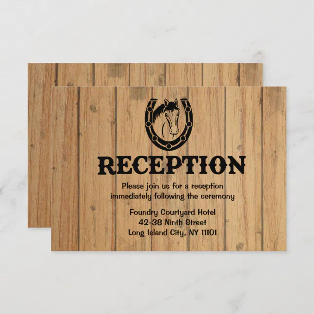 Western Reception Horse Wood Rustic Wedding Invitation | Zazzle