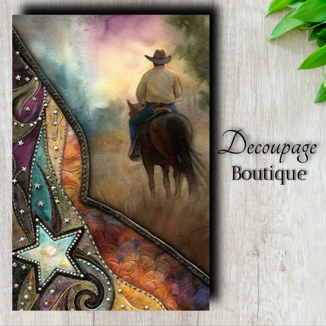 Western Rider Decoupage Tissue Paper | Zazzle