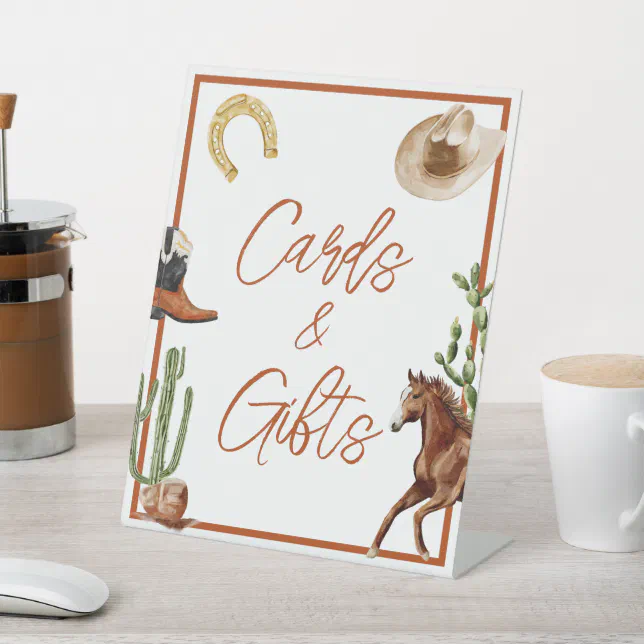 Western Rodeo Boy Cards & Gifts Pedestal Sign | Zazzle