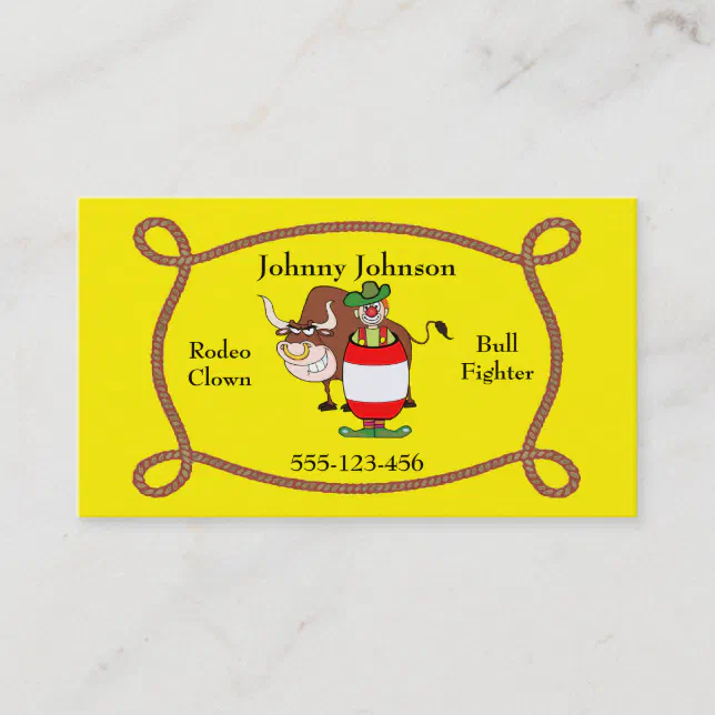 Western Rodeo Clown And Bull Business Card | Zazzle