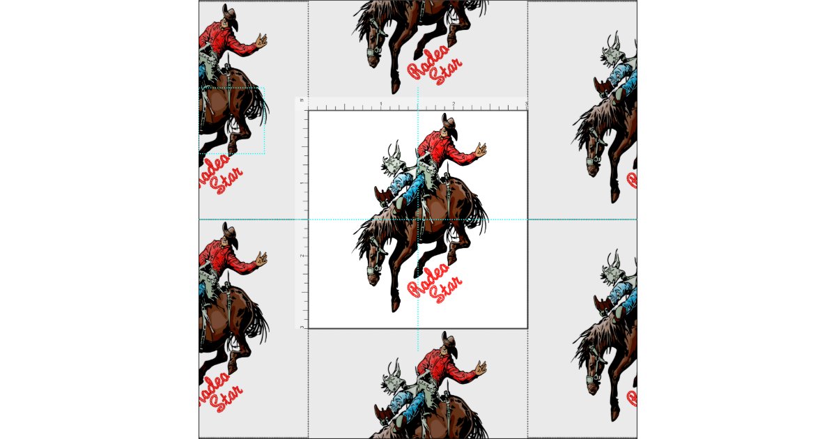 Western Rodeo Cowboy Bareback Bronc Horse Rider Fabric | Zazzle