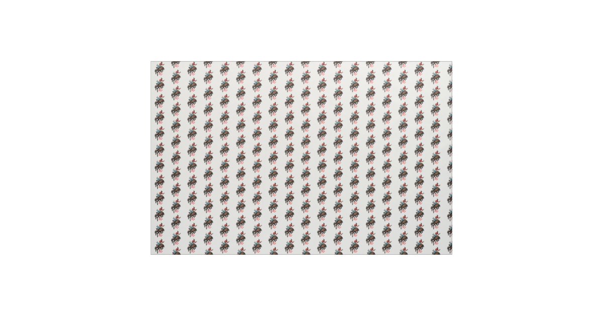Western Rodeo Cowboy Bareback Bronc Horse Rider Fabric | Zazzle