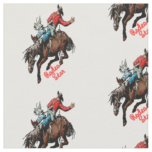 Western Rodeo Cowboy Bareback Bronc Horse Rider Fabric | Zazzle