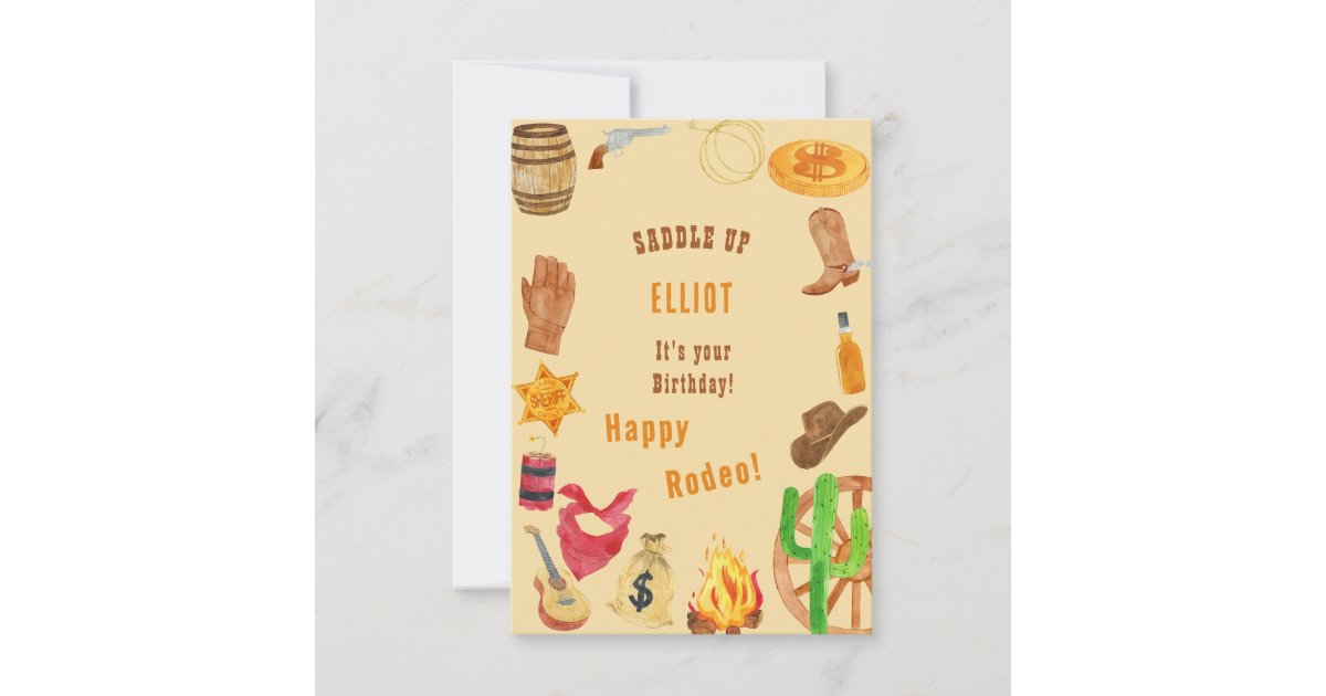 Western rodeo cowboy birthday happy rodeo card | Zazzle