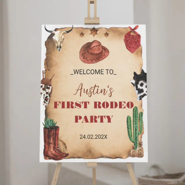 Western Rodeo Cowboy Birthday Welcome Sign | Zazzle