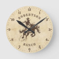 Western Rodeo Cowboy Country Personalized Round Clock | Zazzle