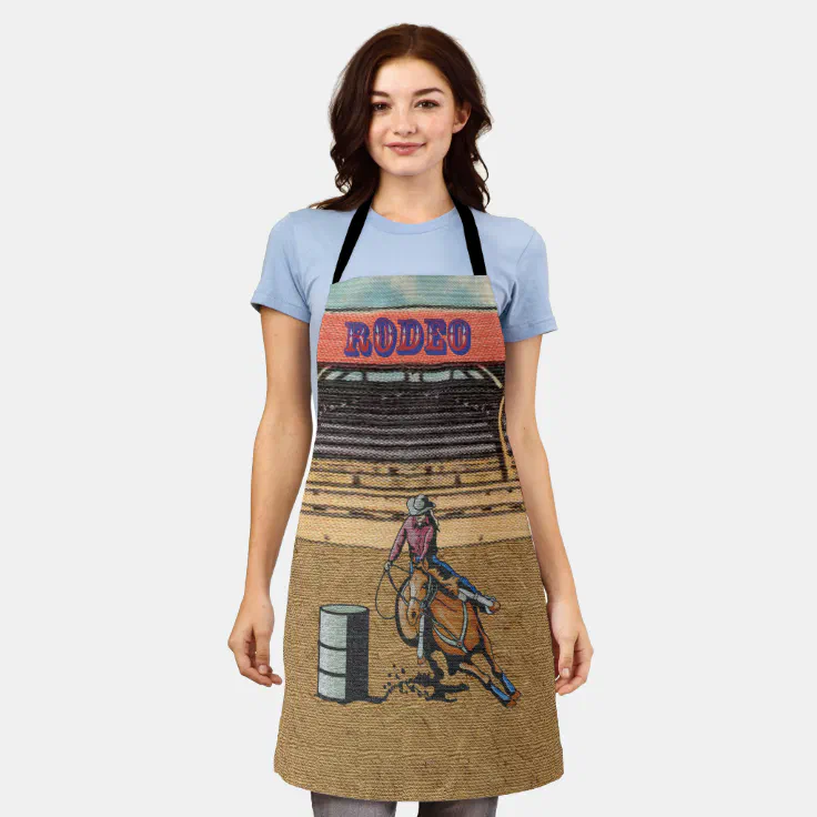 Western Rodeo Cowboy Cowgirl Barrel Racing Apron | Zazzle