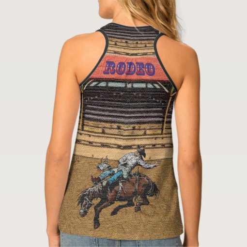 Western Rodeo Cowboy Cowgirl Bronc Riding Tank Top | Zazzle