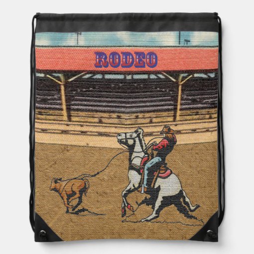 Western Rodeo Cowboy Cowgirl Calf Roping Drawstr Drawstring Bag | Zazzle