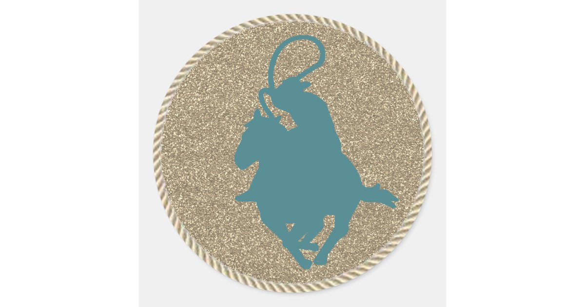 Western Rodeo Cowboy Cowgirl Roping Classic Round Sticker | Zazzle