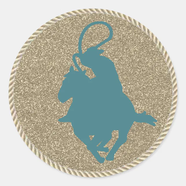 Western Rodeo Cowboy Cowgirl Roping Classic Round Sticker | Zazzle