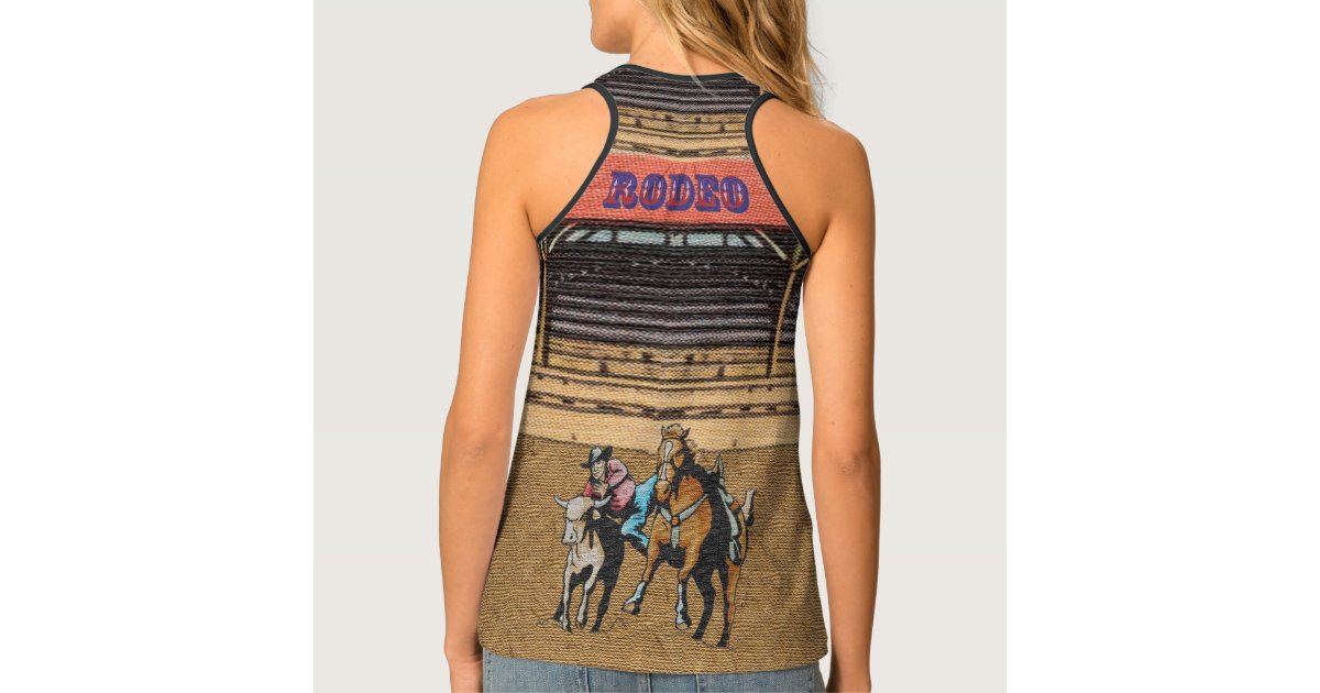 Western Rodeo Cowboy Cowgirl Steer Wrestling Tank Top | Zazzle
