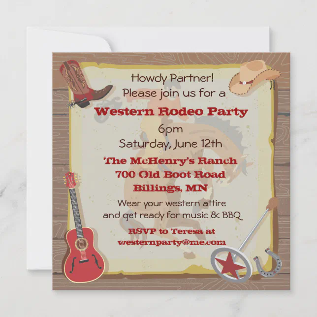 Western Rodeo Cowboy Party Invitation | Zazzle