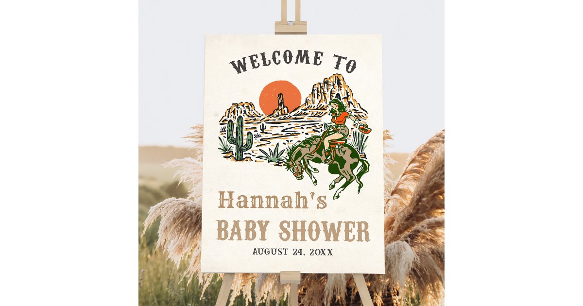 Western Rodeo Cowgirl Baby Shower Welcome Sign | Zazzle