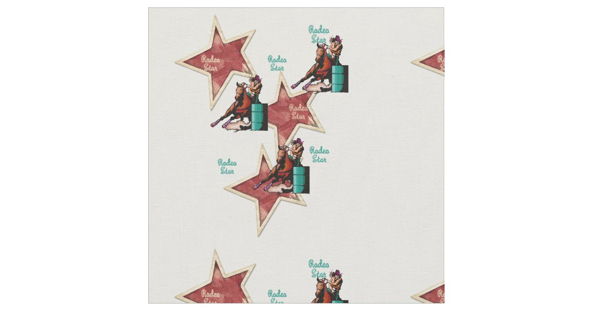Western Rodeo Cowgirl Barrel Racing Fabric | Zazzle