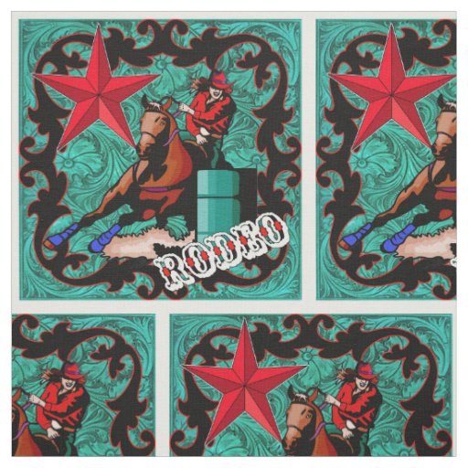 Western Rodeo Cowgirl Barrel Racing Faux Leather Fabric | Zazzle