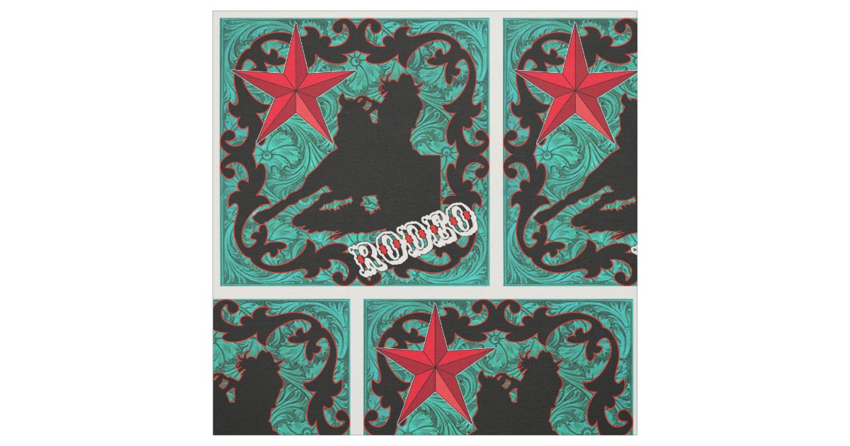 Western Rodeo Cowgirl Barrel Racing Faux Leather Fabric | Zazzle