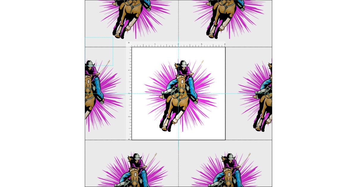 Western Rodeo Cowgirl Barrel Racing Running Horse Fabric | Zazzle