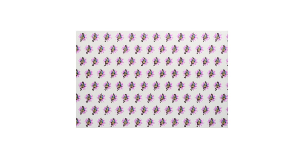 Western Rodeo Cowgirl Barrel Racing Running Horse Fabric | Zazzle
