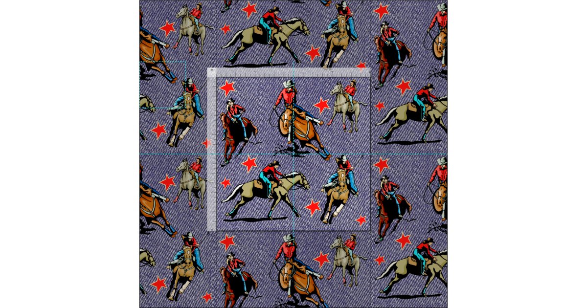 Western Rodeo Cowgirls Riding Horses Design Fabric | Zazzle