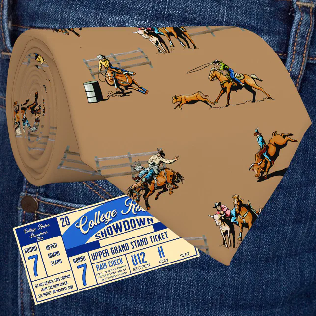 Western Rodeo Event Scene Cowboy Cowgirls Horses Neck Tie | Zazzle