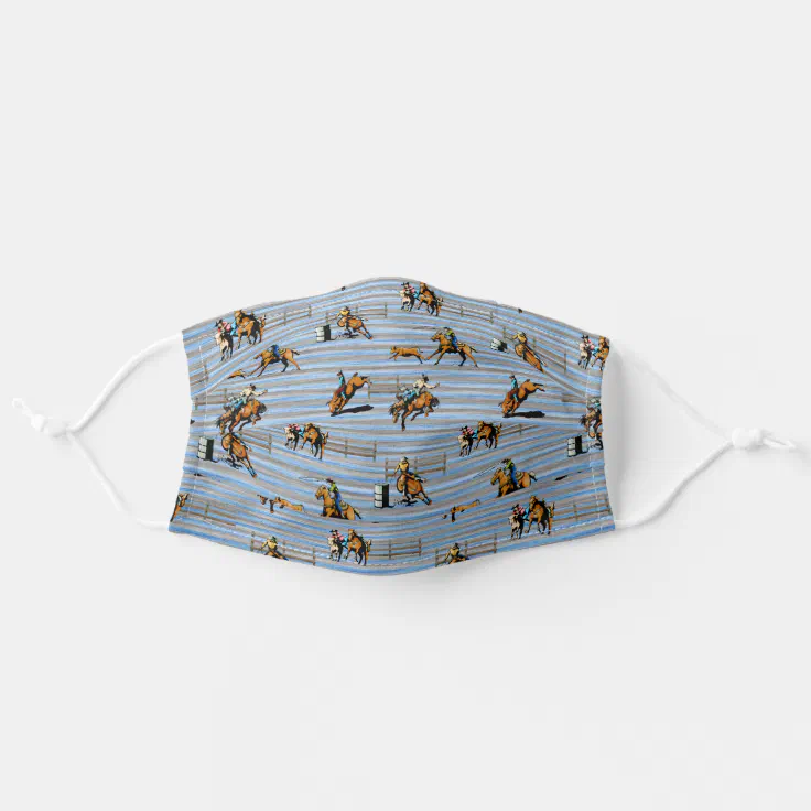 Western Rodeo Events Cowboy Cowgirl Adult Cloth Face Mask | Zazzle