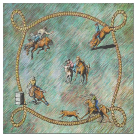 Western Rodeo Cowgirl Barrel Racing Fabric | Zazzle