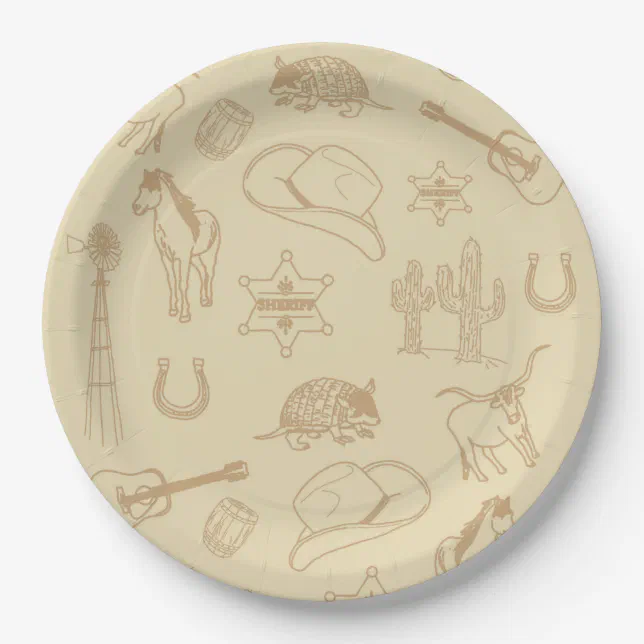 Western Rodeo Themed Party 1st Rodeo BirthdayParty Paper Plates | Zazzle