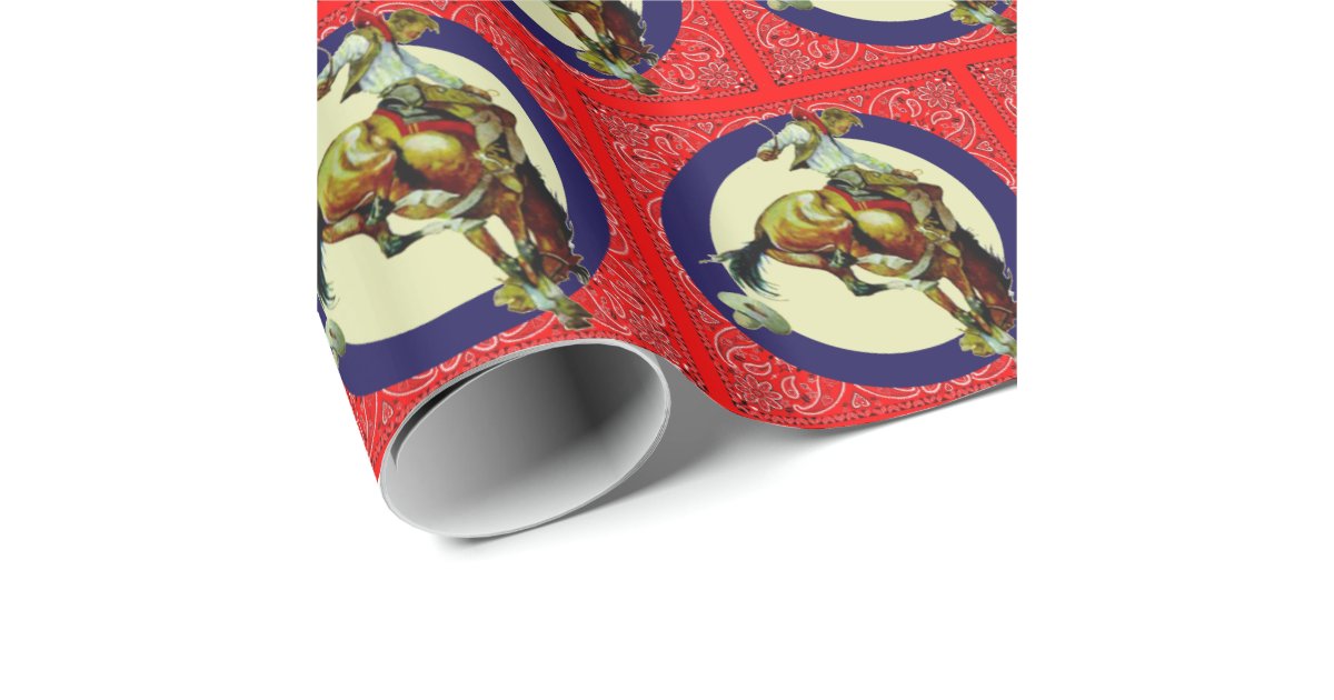 Western Rodeo Vintage Cowboy On Bucking Horse Wrapping Paper | Zazzle