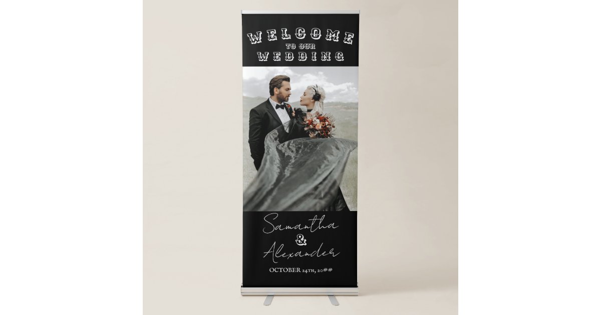 Western Roll Up Photo Wedding Welcome Entrance Retractable Banner | Zazzle