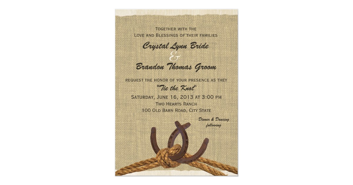 Western Rope and Horse Shoes Wedding Invitation | Zazzle.com