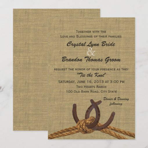 Western Rope and Horseshoes Wedding Invitation | Zazzle