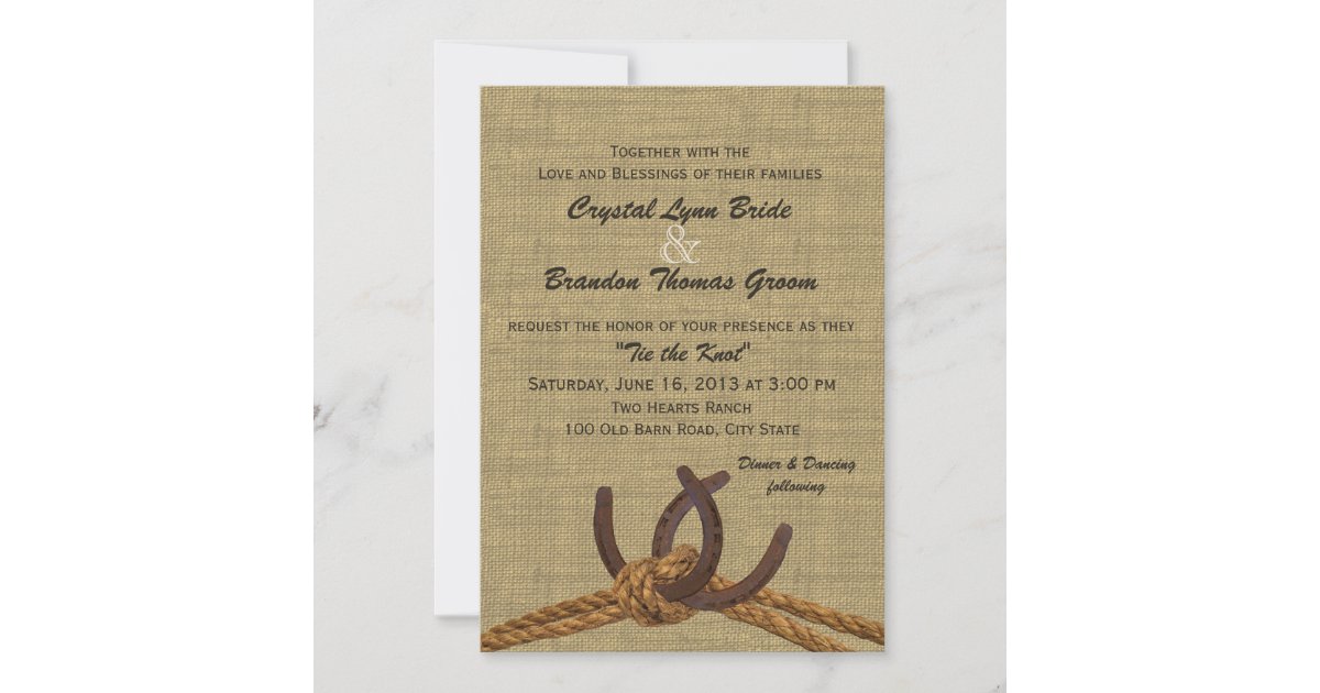 Western Rope and Horseshoes Wedding Invitation | Zazzle