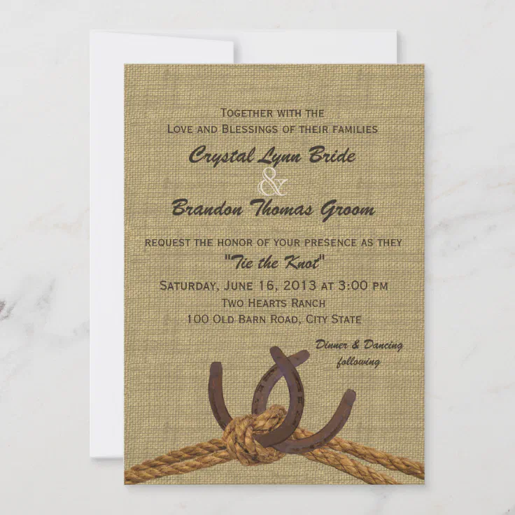 Western Rope and Horseshoes Wedding Invitation | Zazzle