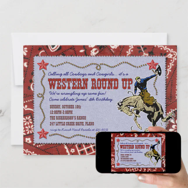 Western Round Up Party Invitation | Zazzle