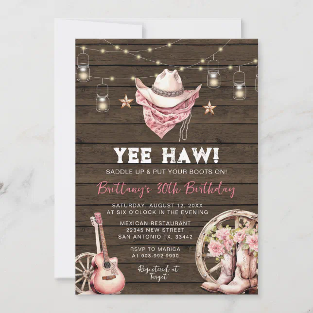 Western Rustic 21st,30th,40th,Cowgirl Birthday Invitation | Zazzle