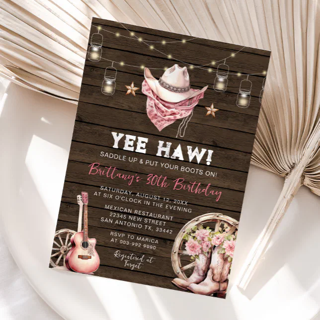 Western Rustic 21st,30th,40th,Cowgirl Birthday Invitation | Zazzle