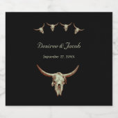 Western Rustic Black Wedding Bull Cow Skull Beer Bottle Label | Zazzle