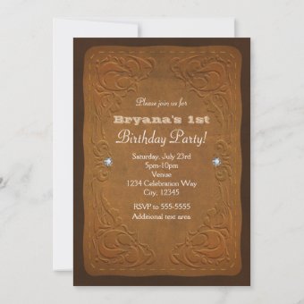 Western Rustic Brown & Turquoise 1 One 1st Party Invitation | Zazzle