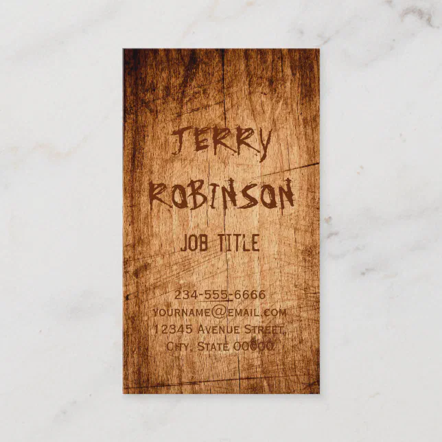 Western Rustic Scratched Wood Grain Cool Stylish Business Card | Zazzle