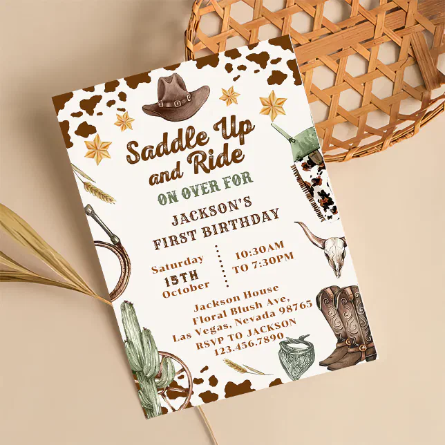 Western Saddle Up And Ride On Over For Birthday Invitation | Zazzle