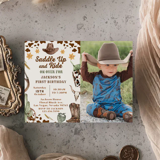 Western Saddle Up And Ride On Over For Birthday Invitation | Zazzle