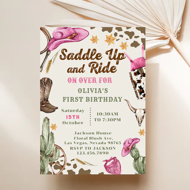 Western Saddle Up And Ride On Over For Birthday Invitation | Zazzle
