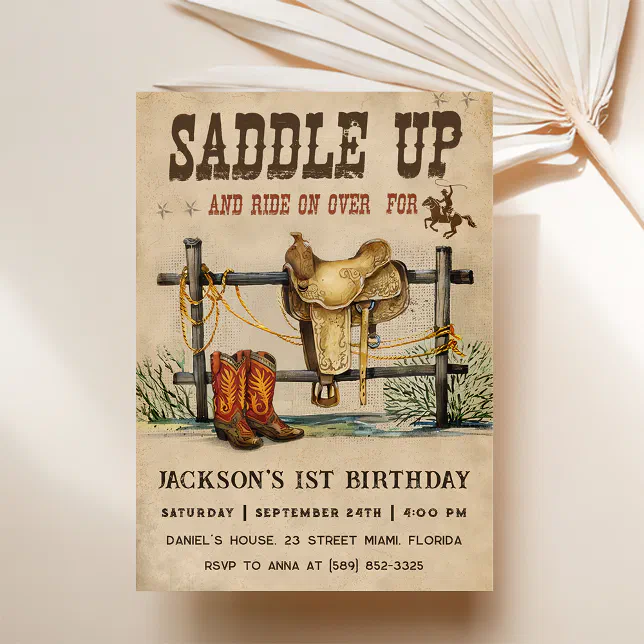 Western Saddle Up And Ride On Over For Birthday Invitation | Zazzle