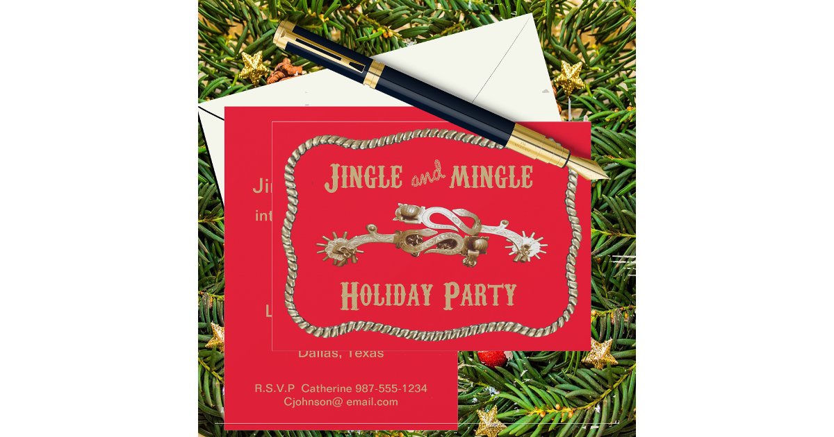 Western Spurs Jingle All The Way Christmas Invitation | Zazzle