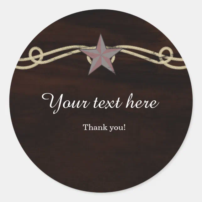 Western Star Country Wooden Party Favor Sticker | Zazzle